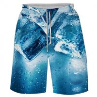 China Custom Logo Summer Sandy Beach Blank 100% Polyester Designer Inspired Ice Printed Men's Shorts With Pockets for sale