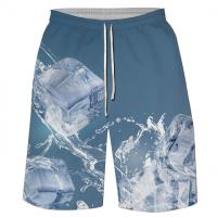 China Custom Logo Summer Sandy Beach Blank 100% Polyester Designer Inspired Ice Printed Men's Shorts With Pockets for sale