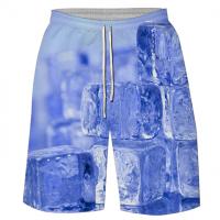 China Custom Logo Summer Sandy Beach Blank 100% Polyester Designer Inspired Ice Printed Men's Shorts With Pockets for sale