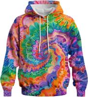 China Color Rainbow Printed Hoodie Tie Dye Sweatshirt Fashion Graphic Pullover For Men Women for sale