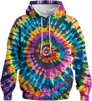 China Color Rainbow Printed Hoodie Tie Dye Sweatshirt Fashion Graphic Pullover For Men Women for sale