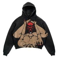 China Retro Gothic Rock Letter Printed Sweater Hooded Harajuku Loose All-match Sweatshirt Couple Set for sale