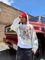 China Retro Gothic Rock Letter Printed Sweater Hooded Harajuku Loose All-match Sweatshirt Couple Set for sale