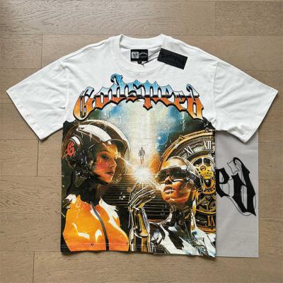 China T-Shirt Men Fashion Design Wash Water Black Hip Hop Heavyweight Cotton Tops Tees Graphic Men T Shirt for sale