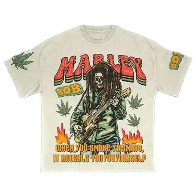China Custom Skull Head Print Logo Streetwear Vintage First Class Quality 100% Cotton Plain Heavyweight Oversized T Shirt for sale