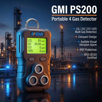 China GMI PS200 PS500 Personal Gas Monitor Portable 4 Gas Sensor Oil Gas Safety Detection Gas Detector for sale
