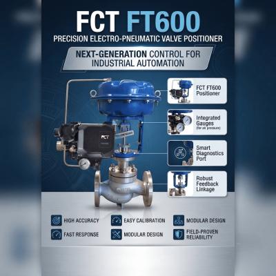 China FCT FT600 Electro Pneumatic HART Valve Controller Control Valve Single Acting Valve Positioner with Fi-sher Filter Regulator for sale