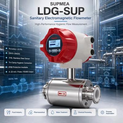China Supmea LDG-SUP LDG-SUP-A100 Food Grade Electromagnetic Flowmeter Beverage Dairy Magnetic Flow Meter for sale