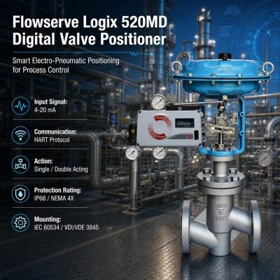 China Flowserve Logix 520md 520MD+47-W1D201-GM3-0000 Digital HART 4-20mA Valve Positioner Pneumatic Actuator Control Valve for sale