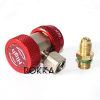 China POKKA Auto Refrigerant AC Manifold Gauge Brass R134A Adapter High Low Adjustable Quick Coupler for sale