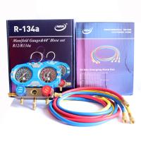 China POKKA NEK AC Manifold Gauge Set Refrigerant Charging Tool Auto R12 R-134a Charging Hose Set Manifold Gauge for sale