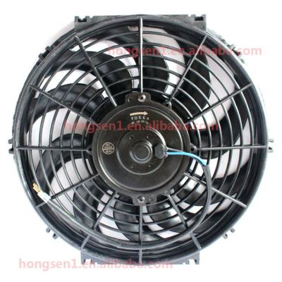 China POKKA Universal 12 Inch Universal Curved Blade Auto air Conditioning Radiator Fan 12V 24V for sale