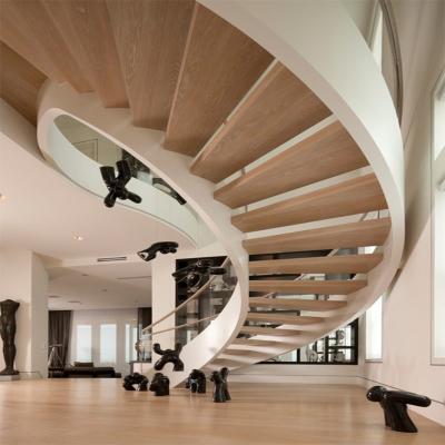 China Indoor Modern Curved Staircase Curved Metal Staircase Wide Arc System for sale