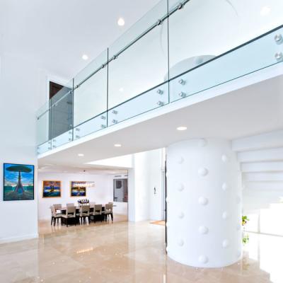 China Stainless Steel Glass Guardrail Standoffs 42mm Smooth Wall Mount for 12mm Glass for sale
