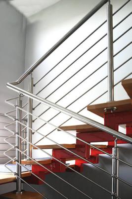 China Balcony Stair Stainless Steel Rod Railing Durable Solid Wood Handrail for sale
