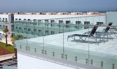 China Frameless Glass Railing Standoffs Side Mounted Indoor Outdoor Rust Protection for sale