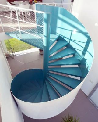 China Modern Custom Stairs Prefabricated Spiral Staircase Sprayed Fire-Resistance Stair for sale