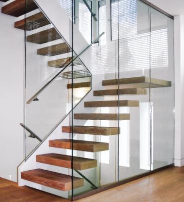 China Interior U Shape Straight Flight Staircase Solid Wood Tread 1200mm Length 250mm Width for sale