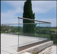 China 12mm Toughened Glass Balcony Railing - Windproof 150 km/h, Custom Sizes 1.1m-1.5m, 316 Stainless Steel for sale