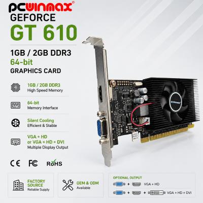 China PCWINMAX GeForce GT 610 2GB DDR3 Low Profile Graphics Card 64-bit VGA DVI HD for SFF HTPC for sale