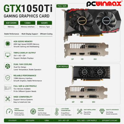 China PCWINMAX GeForce GTX 1050 Ti Graphics Card 4GB GDDR5 128 Bit Dual Fans Desktop GPU for sale
