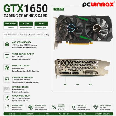 China PCWINMAX GeForce GTX 1650 4GB GDDR6 128Bit Graphics Card DirectX 12 VR Ready OC for sale