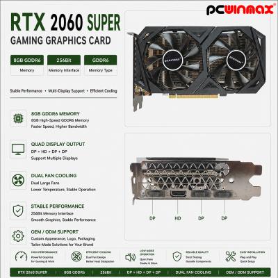 China PCWINMAX RTX 2060 Super 8GB GDDR6 256Bit Dual-Fan GPU Ray Tracing Graphics Card for Gaming PC for sale
