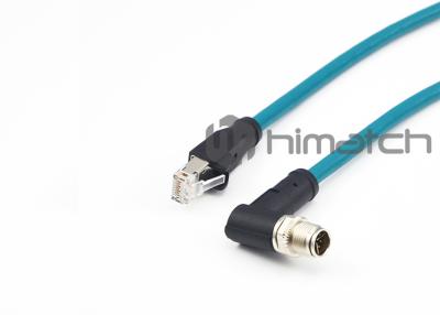 China Durable RJ45 To Angled M12 X Code 8P Industrial Ethernet Cable with PUR Jacket For Machine Vision for sale