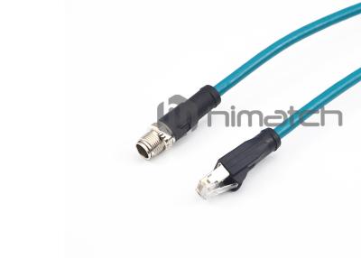 China 30V Industrial Ethernet Cable / M12 To Rj45 Cable 3m For Factory Automation for sale