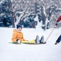 China Kids Snowboard With Handle and Rope BLUE Foam Plastic Snow Sled for Hot Winter Sale for sale