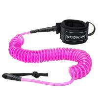 China Black Polyurethane Coil 7ft Surf Leash Padded Wrist Strap for Stand Up Paddle Boarding for sale