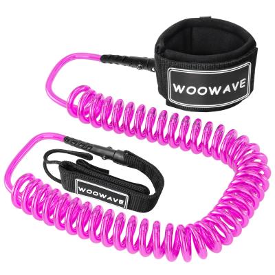 China Polyurethane Coil Surfboard Leash for 6'7'8'9'10'11' Length Surfing and Padded Wrist Strap for sale
