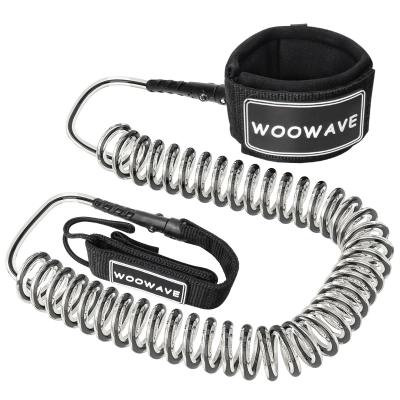 China 10FT Woowave Customize SUP Ankle Leash Board Surf Leg Rope Green Straight Cord Yellow for sale