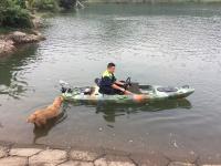 China 395*92*35cm Single Fishing Kayak Woowave Design With Pedal Drive and Electric Motor for sale