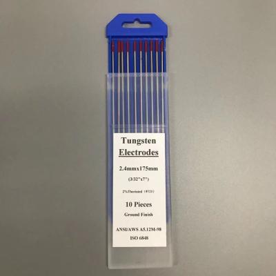 China TIG Welding Consumables 2.4mm*175mm Red Head WT20 2% Thoriated Tungsten Electrodes for sale