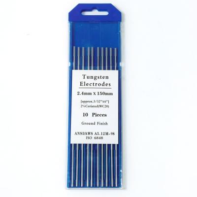 China TIG Welding Accessories WC20 Grey Tip Tungsten Rods with DC/AC Operating Current for sale