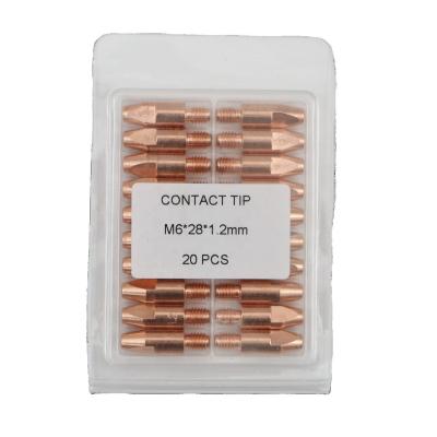 China Upper Contact Tip M6 28 1.2MM Gas Power Copper Mig Welding Torch Accessories for sale