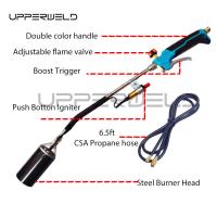 China 89cm Two-Color Handle Heavy-Duty Propane Torch Weed Burner with Push Button Igniter for sale