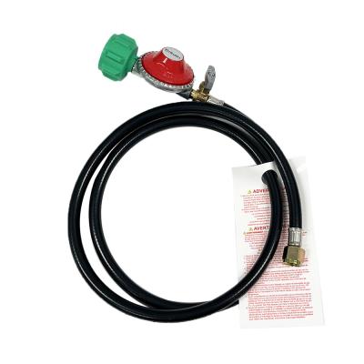 China 5FT LPG Hose and Valve Adjustable 0-5PSI Pressure Propane Regulator for Gas Cylinder for sale