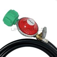 China 5FT LPG Hose and Valve Adjustable 0-5PSI Pressure Propane Regulator for Gas Cylinder for sale