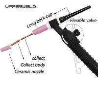 China Air Cooled WP26 TIG Welding Torch Parts for 4m Cable Length and Flexible Head Body for sale