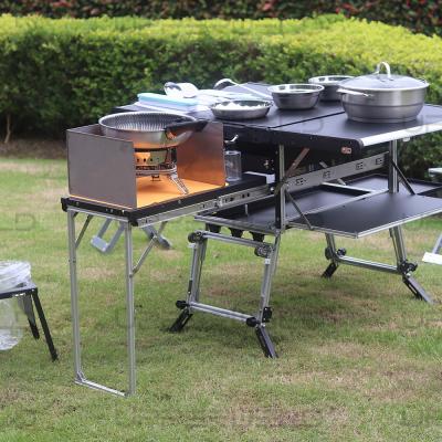 China Modern Design Camping Kitchen Table with Storage Cupboard White Paper Box Package Method for sale