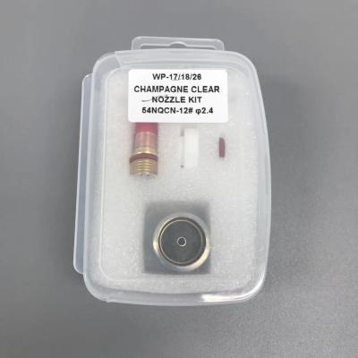 China WP-17/18/26 Champagne TIG Welding Torch Accessories 1.6mm/2.4mm/3.2mm Clear Nozzle Kit for sale