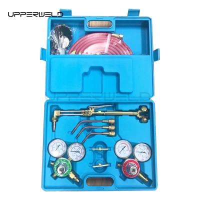 China Forged Brass Body Portable Oxy Brazing Welder Tool Set with Two Hose Regulator Gauges for sale