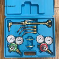 China Forged Brass Body Portable Oxy Brazing Welder Tool Set with Two Hose Regulator Gauges for sale