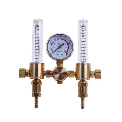 China Brass Dual Output Argon Gas Regulator Flow Meter with CGA580 Inlet and 5/8 Outlet for sale