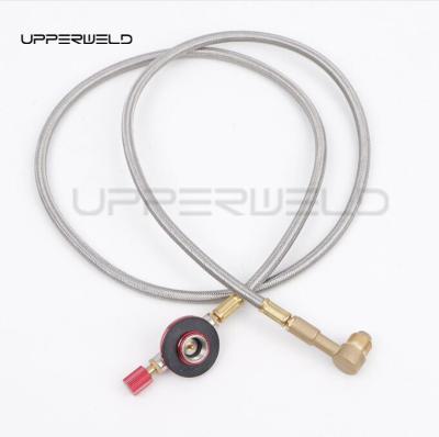 China Stove Burner Silver Gas Refill Valve Stainless Steel Line Regulating Valve 1m Length for sale