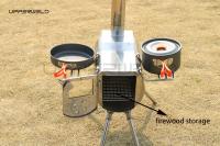 China Camping 304 Stainless Steel Wood Burning Stove with Chimney Strong Pressure Resistance for sale