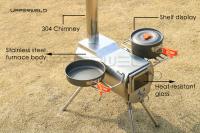 China Camping 304 Stainless Steel Wood Burning Stove with Chimney Strong Pressure Resistance for sale