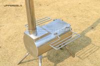 China Camping 304 Stainless Steel Wood Burning Stove with Chimney Strong Pressure Resistance for sale